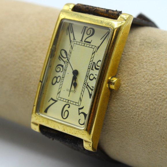 Accessories | Vintage Mens Casual Rectangular Retro Classic Watch Gold ...